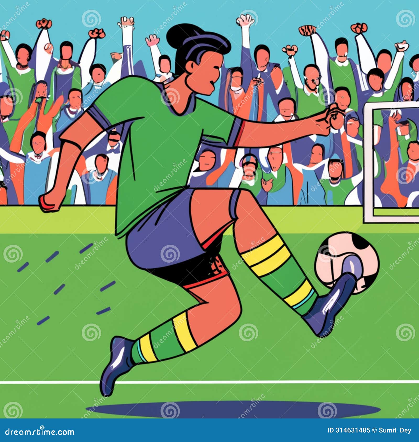 VECTOR GRAPHIC of a SOCCER PLAYER SCORING a GOAL Stock Vector ...