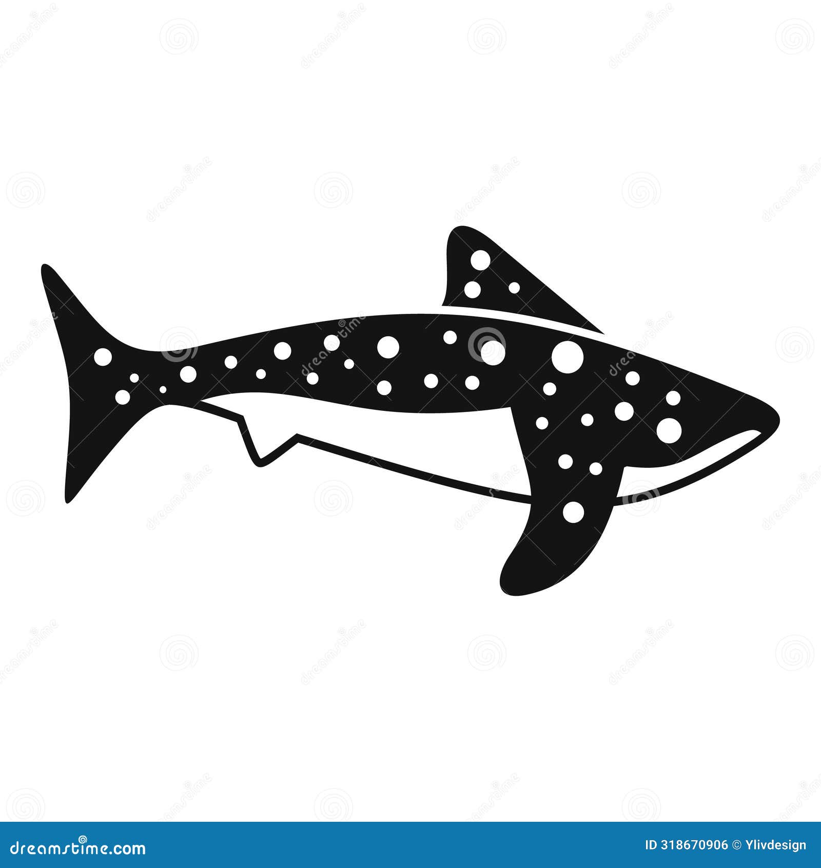 Stylized Shark In Water, Circular Black White Illustration, AI ...