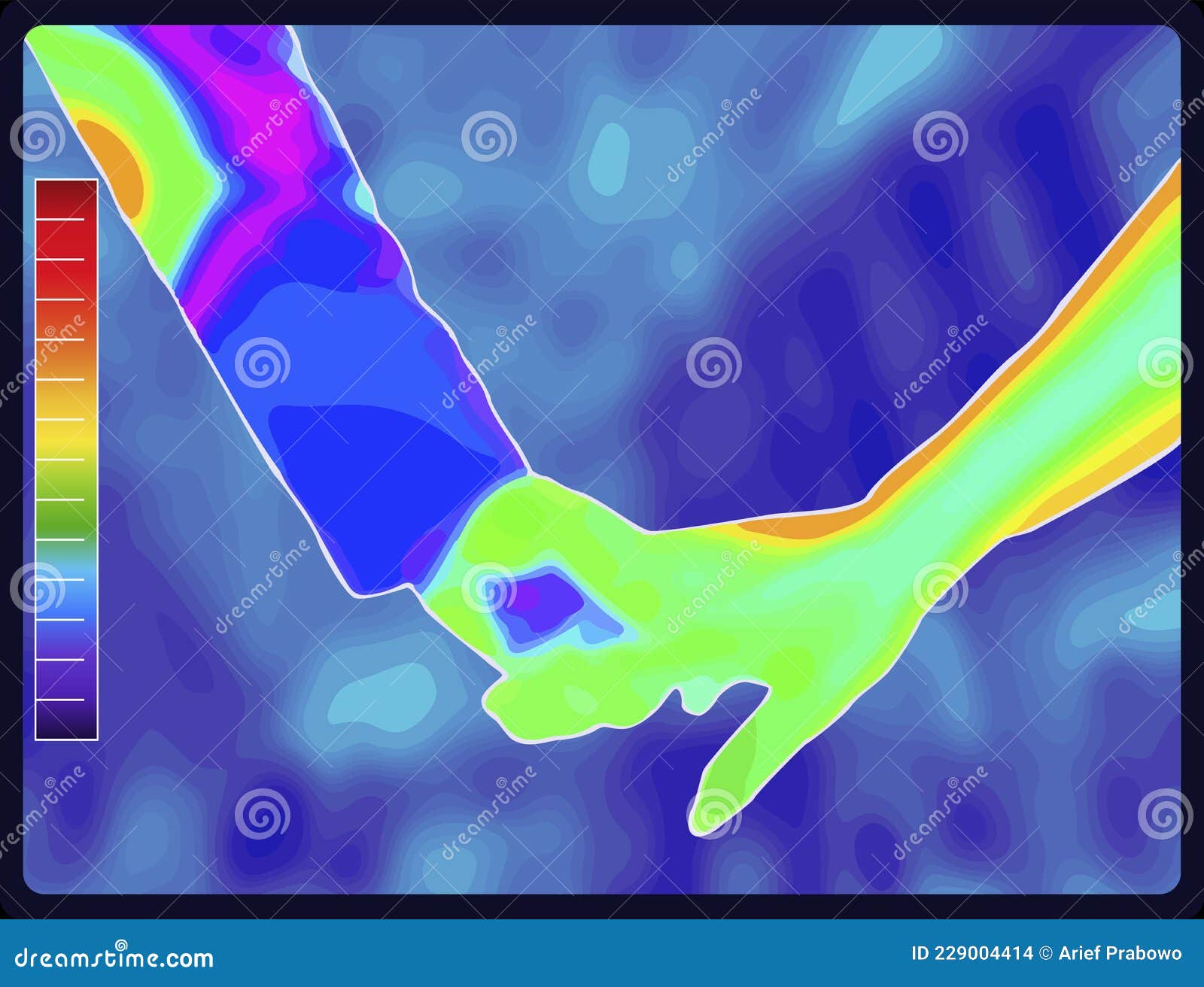 Vector Graphic of Thermographic Image of Holding Hands on Blue Blurred ...