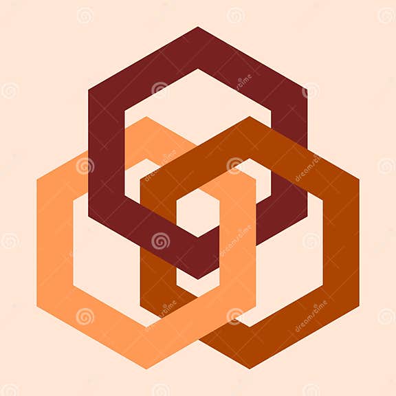 Vector Graphic of Three Brown Interlinked Regular Hexagons. a Logo for ...