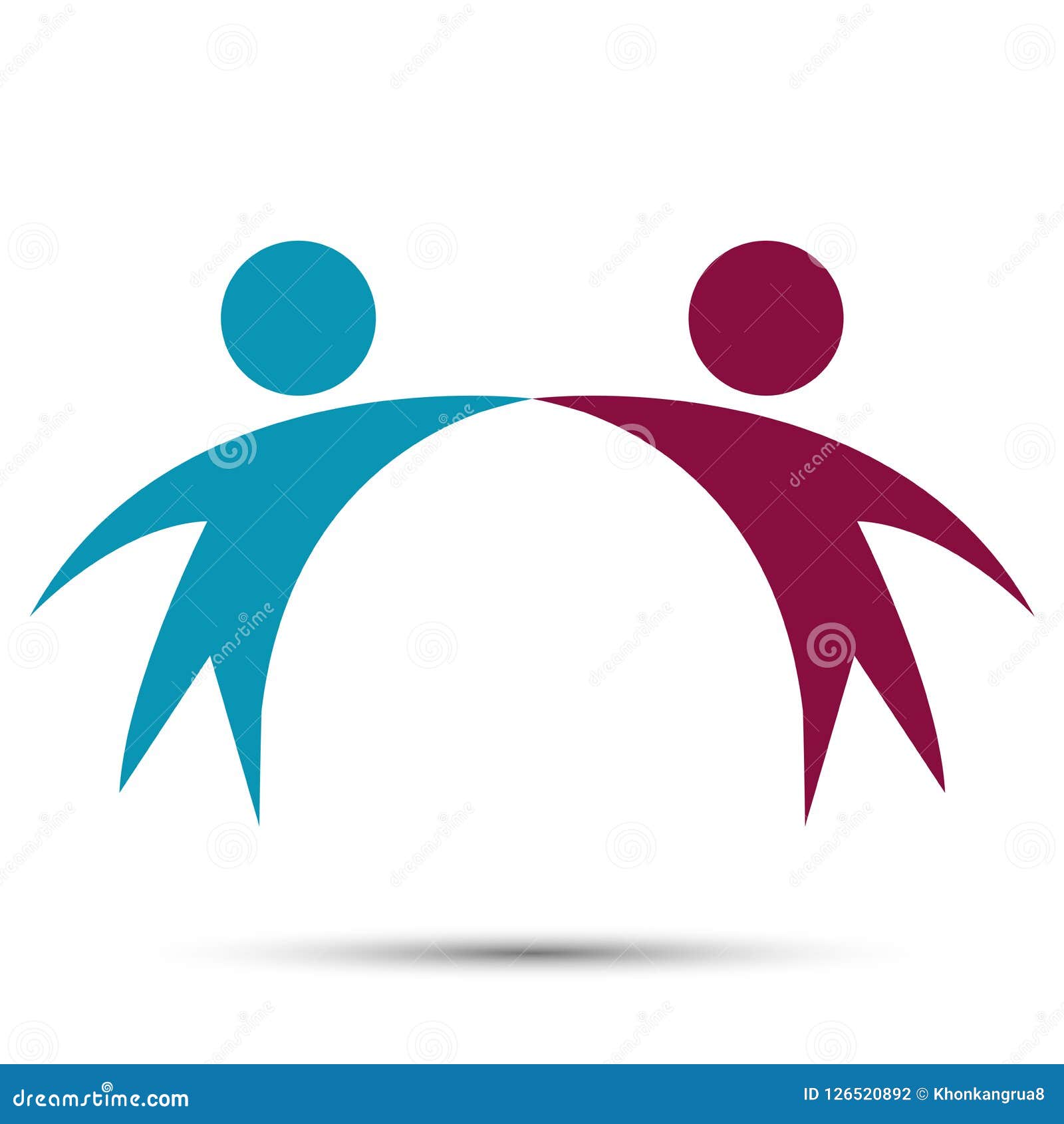 Vector Graphic Two Happy People in a Round Colorful Logo.icon Team Work ...