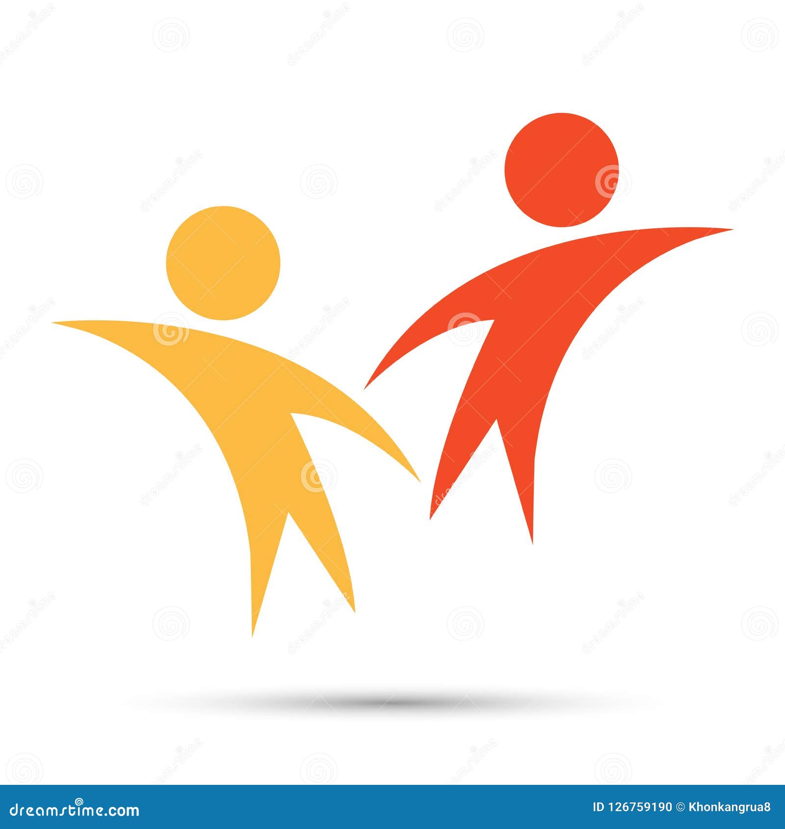 Vector Graphic Two Happy People in a Round Colorful Logo.icon Team Work ...