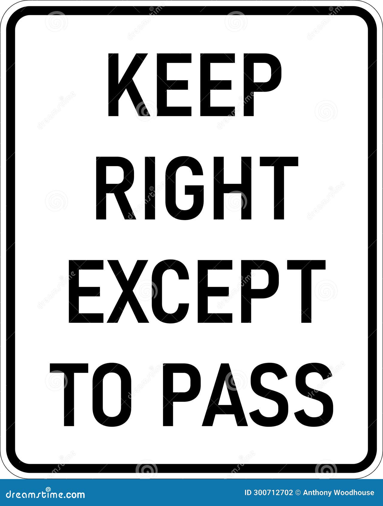 Vector Graphic of a Usa Keep Right Except To Pass MUTCD Highway Sign ...