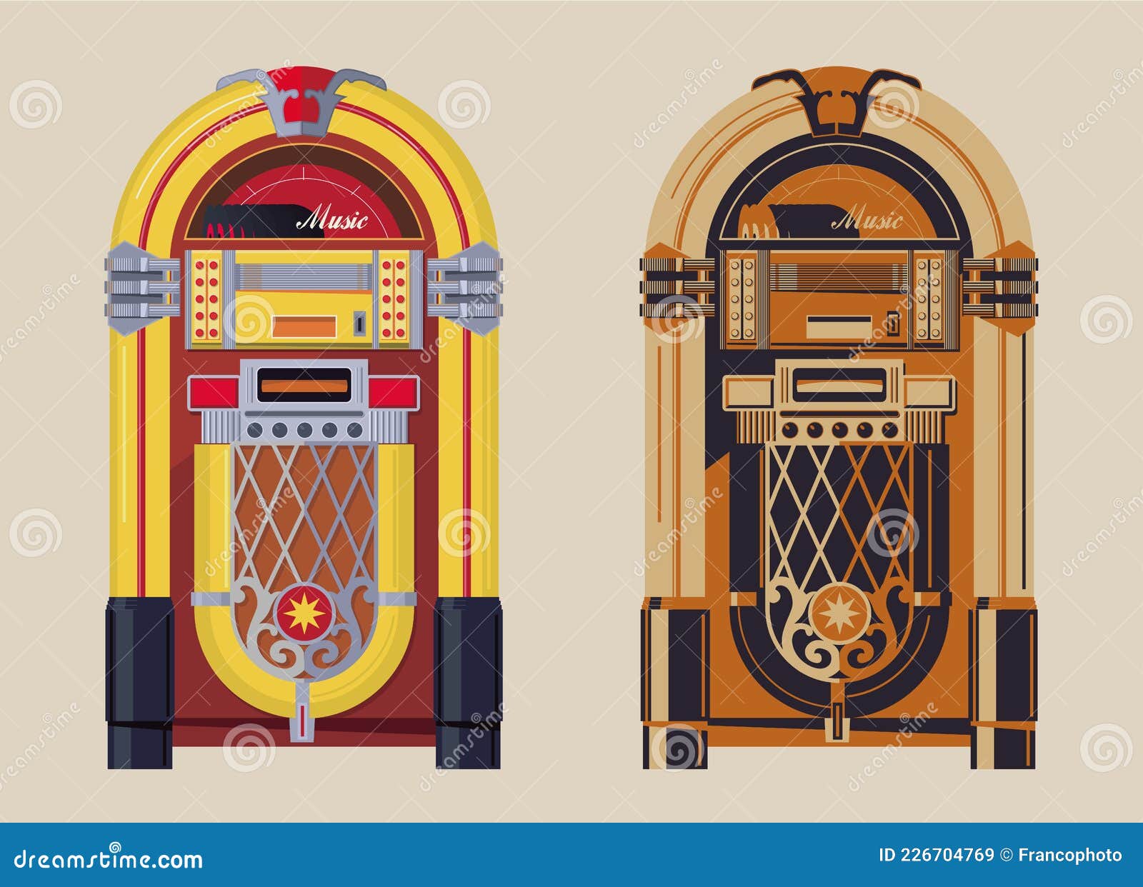 Vector Graphic of Vintage Jukebox Stock Vector - Illustration of ...