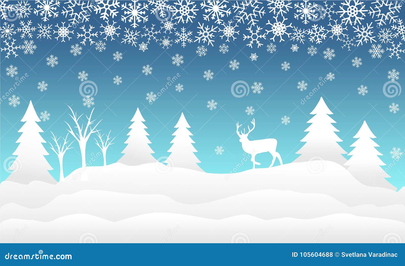 Winter Landscape Background. Flat Vector Illustration Stock Vector ...