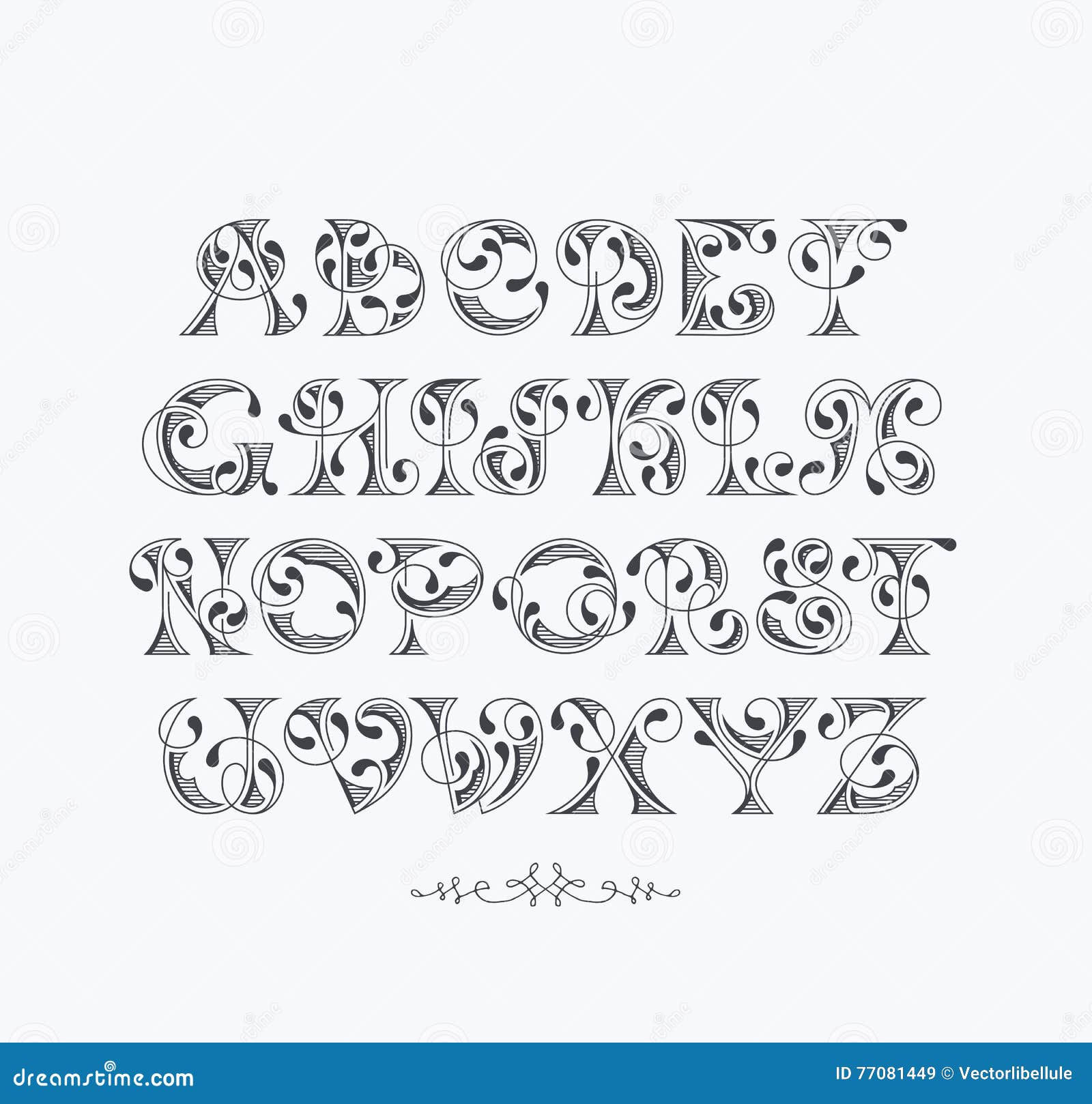 Decorative Font.Vector Art Alphabet On Grey Background. | CartoonDealer ...