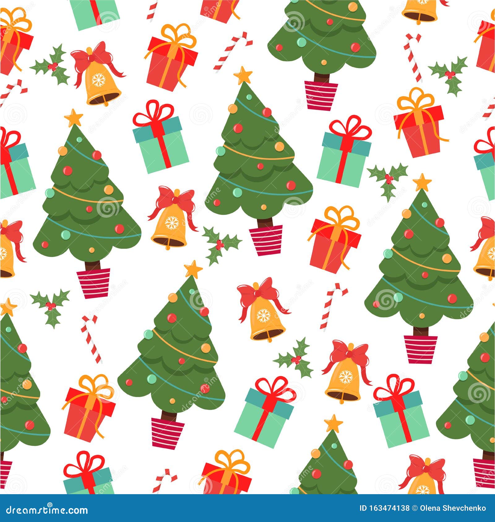 Cartoon Pattern with Christmas Attributes Stock Illustration ...