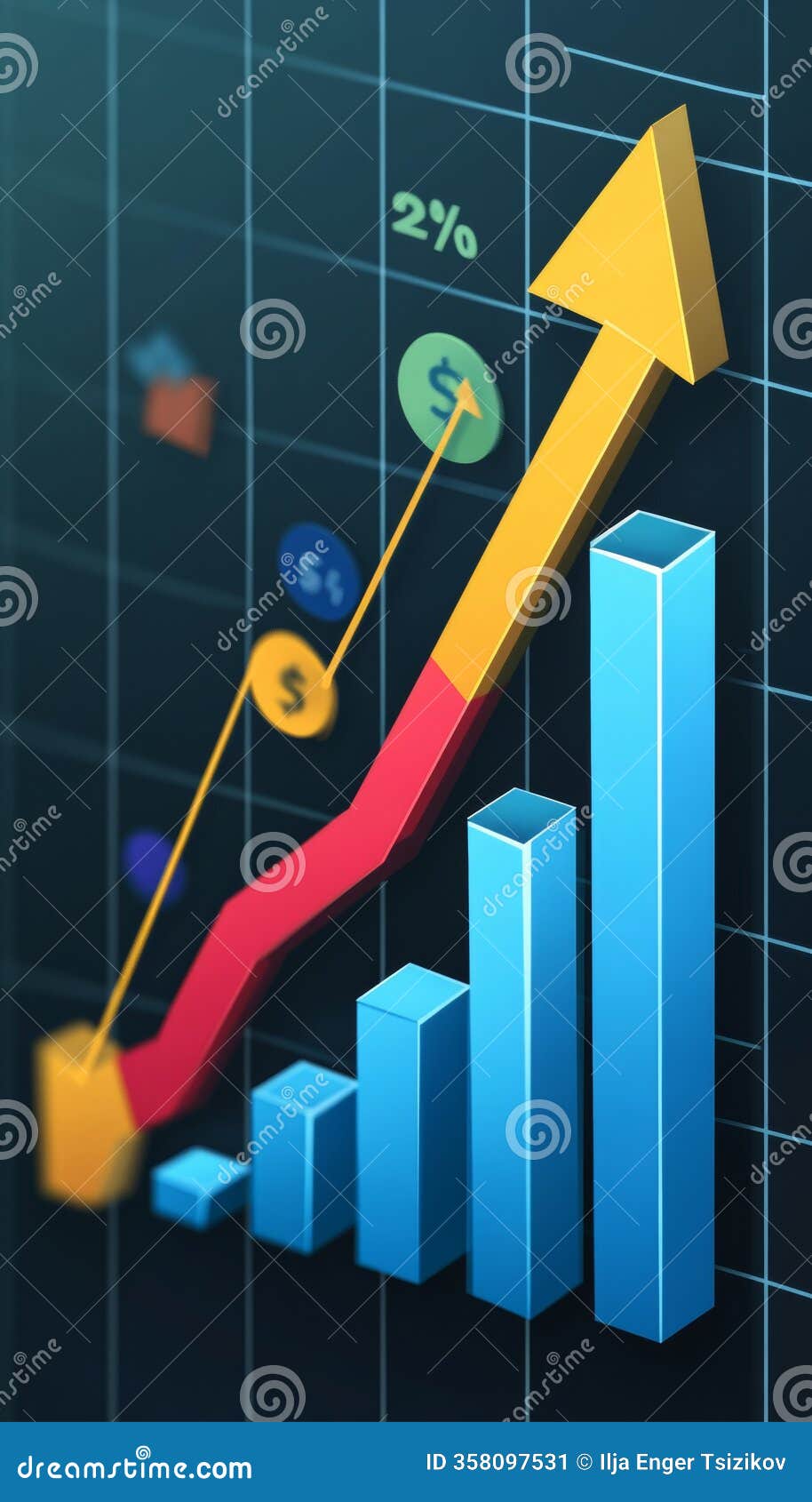 Blue Column Chart Vector, Diagram And Infographic Elements Design In ...