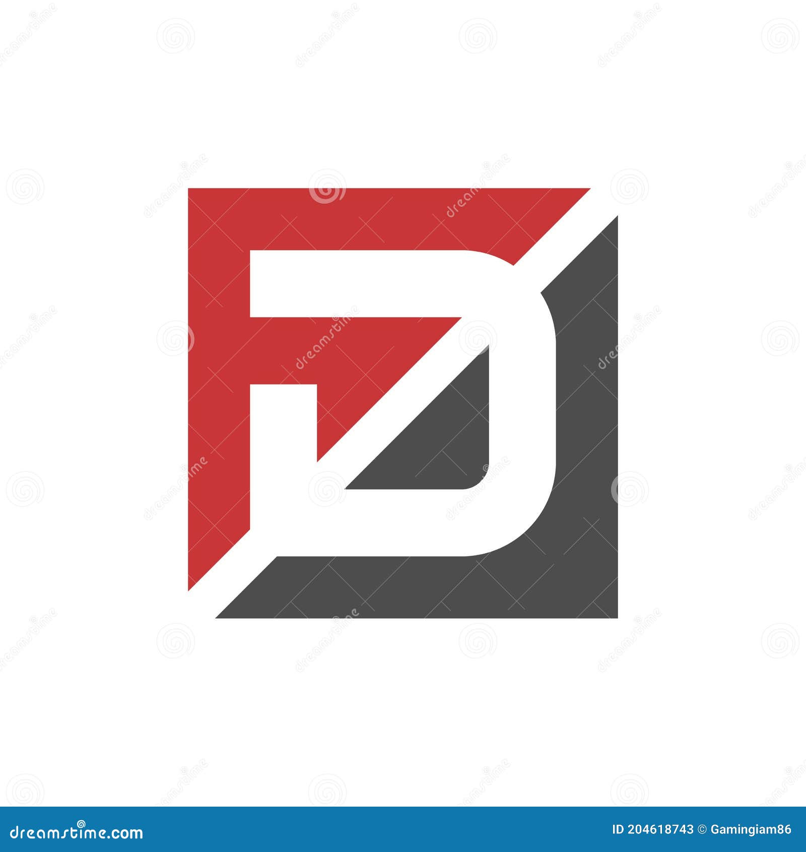 Vector Graphics of Monogram Logo Design Initial D Letter with Square ...