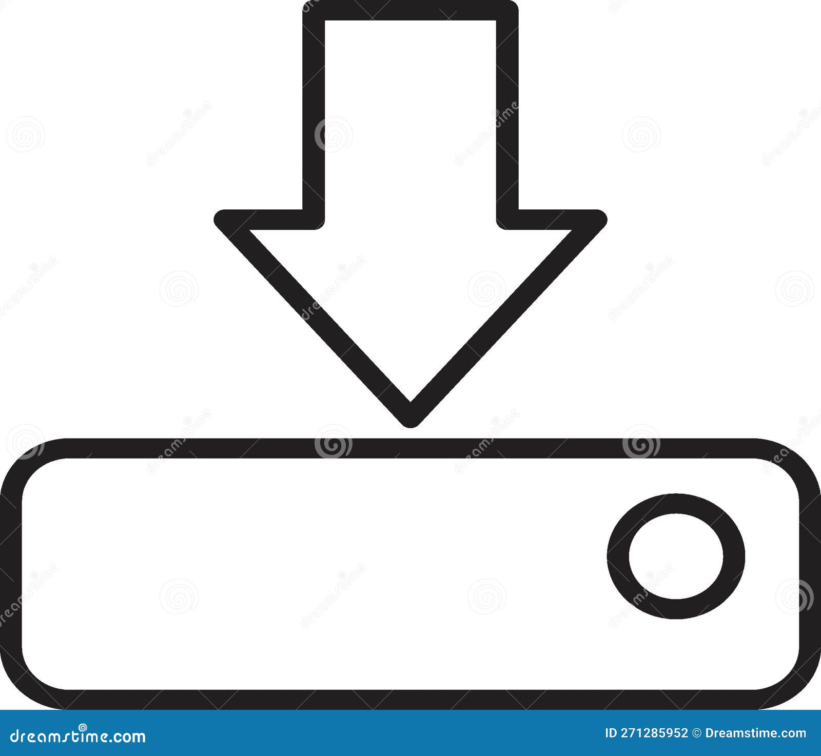 Down Arrow and Square Icon Black and White Stock Illustration ...