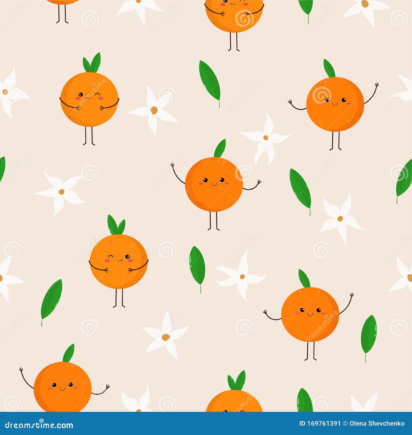 Bright, Cute Pattern with Oranges Stock Illustration - Illustration of ...