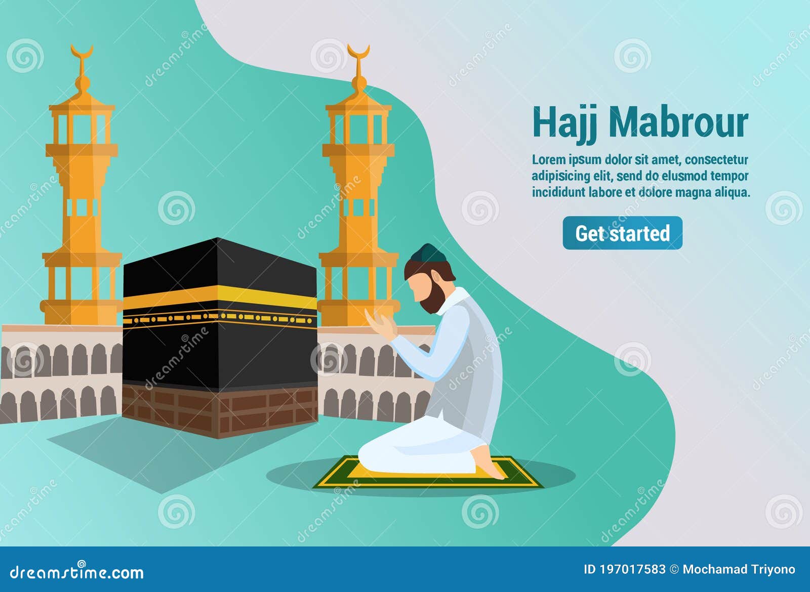 Hajj Or Umrah Brochure Template Cartoon Vector | CartoonDealer.com ...