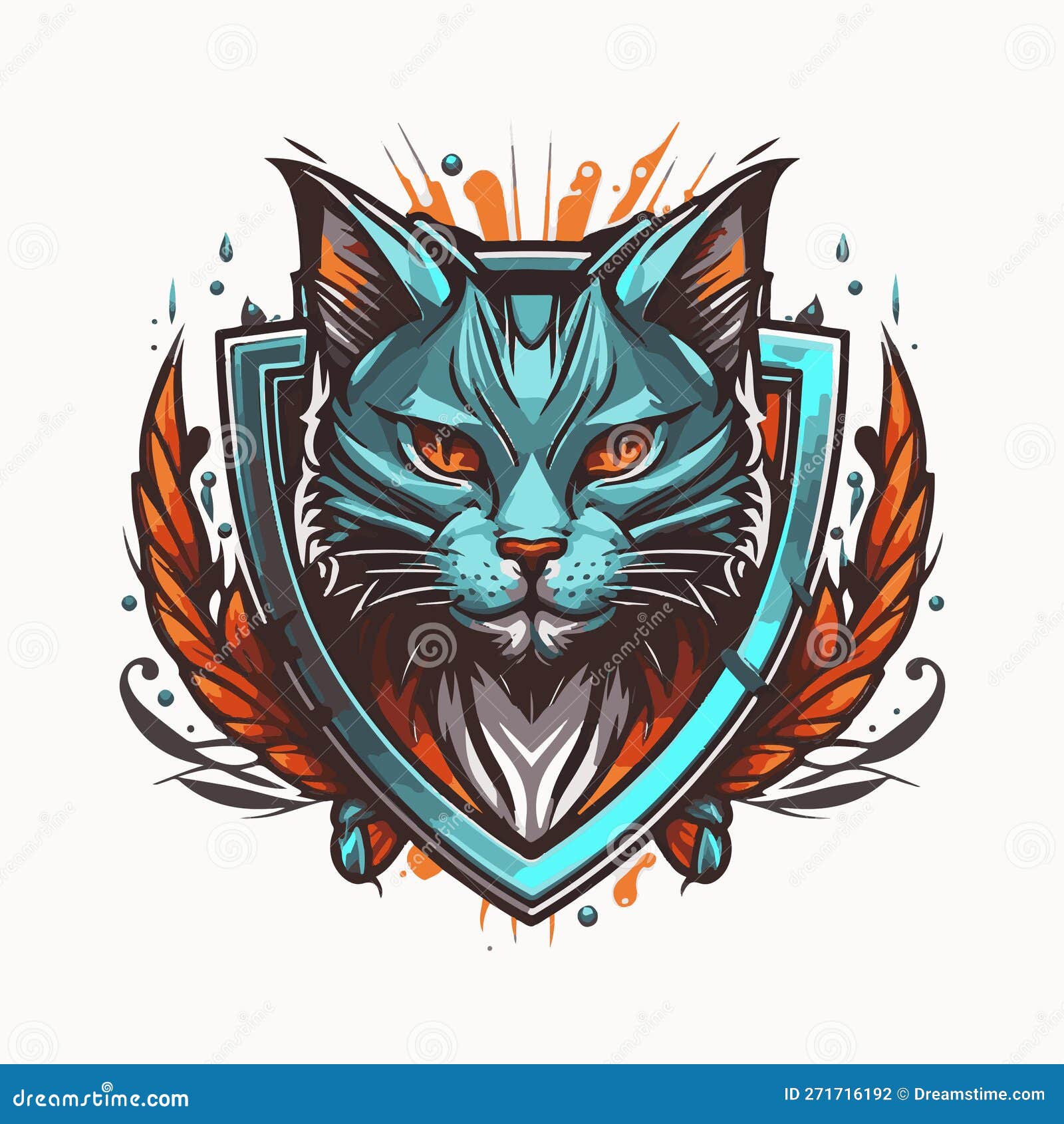 Vector Graphics Illustration of a Cat and Shield in Logo Style Stock ...