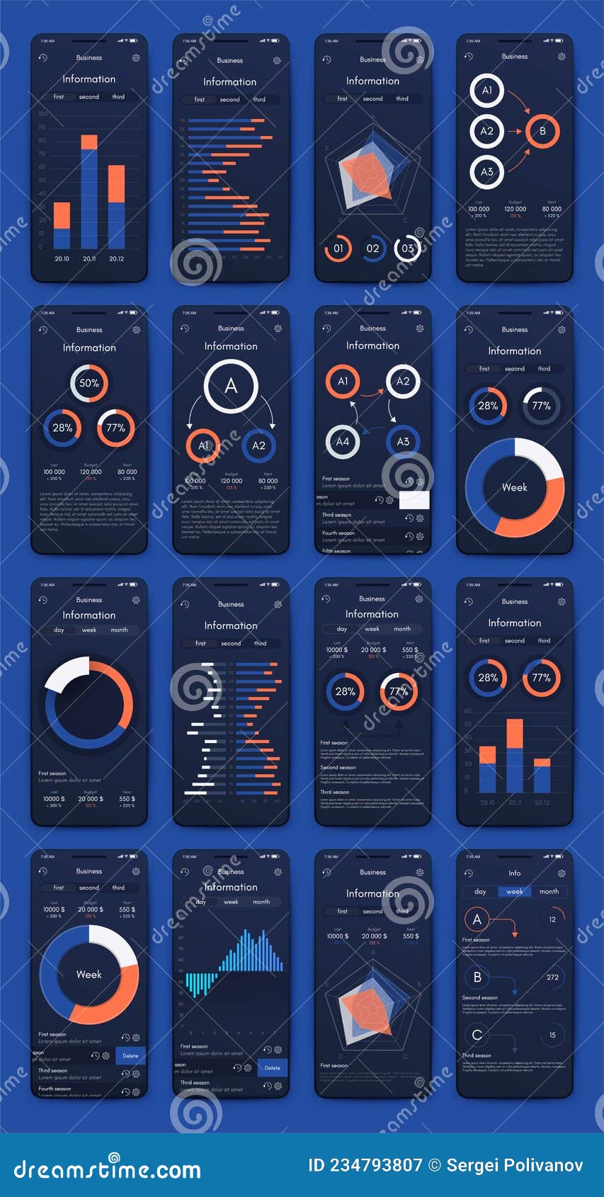 Vector Graphics Infographics with Mobile Phone. Template for Creating ...