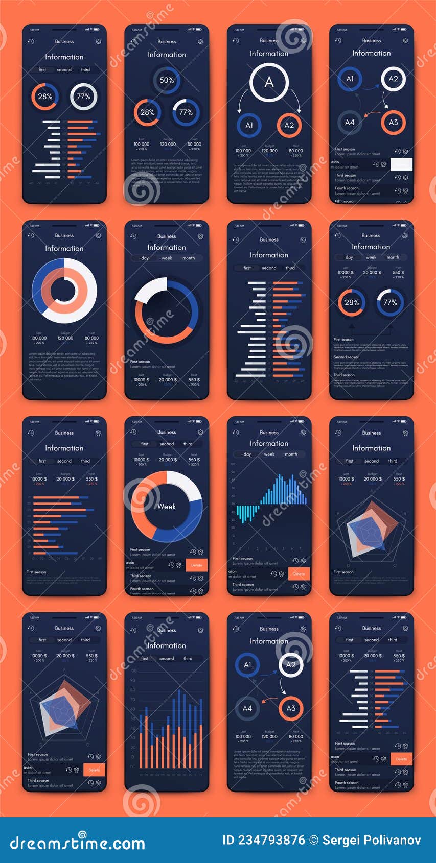 Vector Graphics Infographics with Mobile Phone. Template for Creating ...