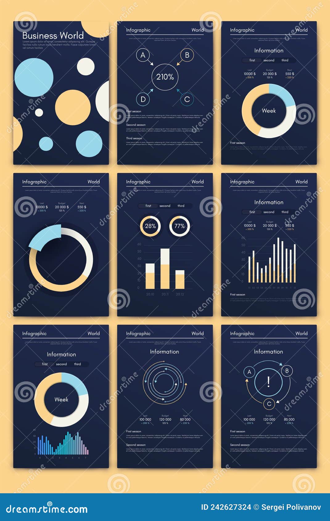 Vector Graphics Infographics with Mobile Phone. Template for Creating ...