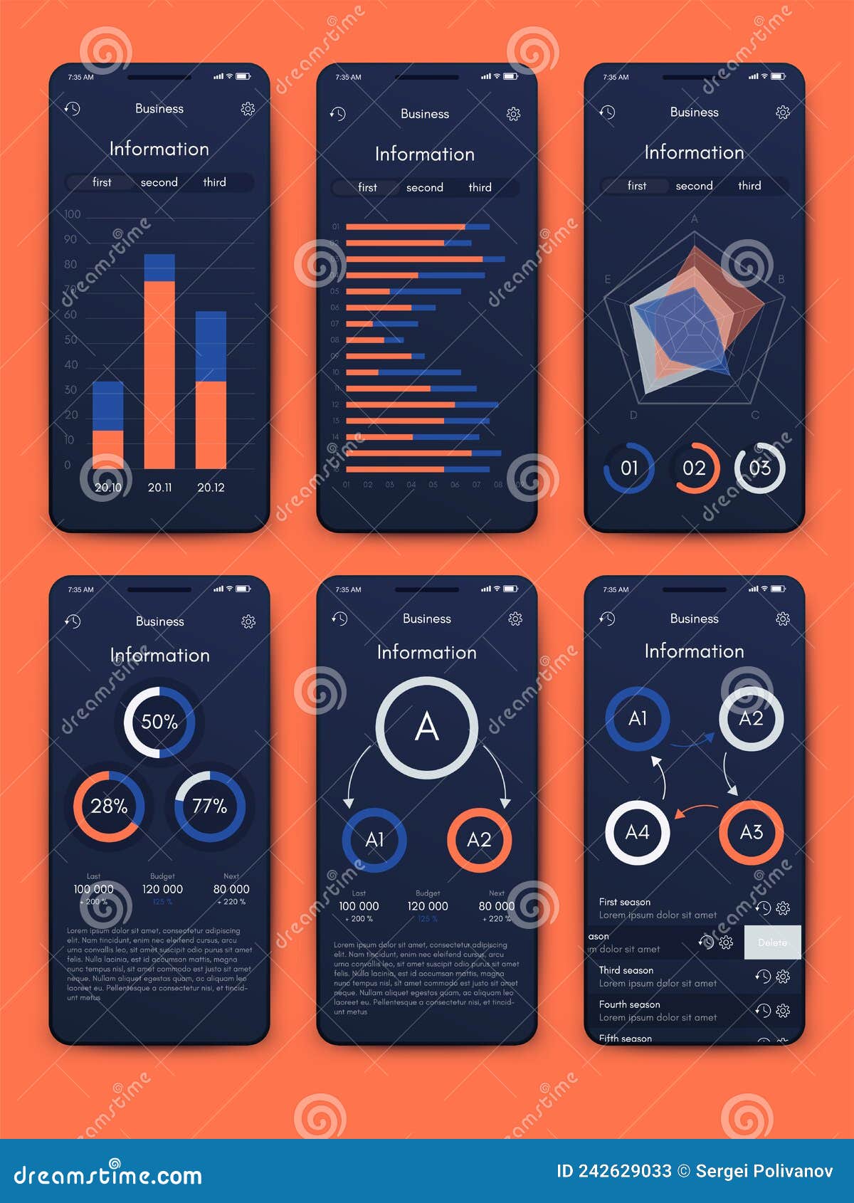 Vector Graphics Infographics with Mobile Phone. Template for Creating ...