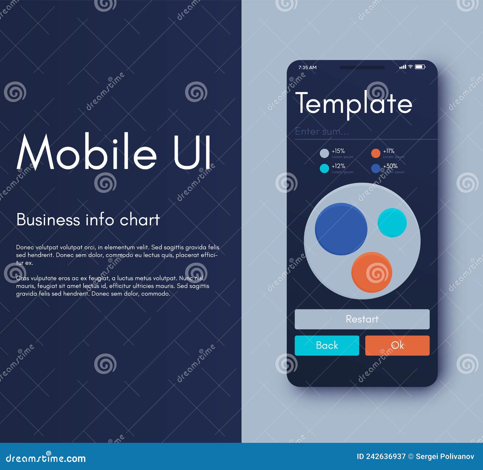 Vector Graphics Infographics with Mobile Phone. Template for Creating ...