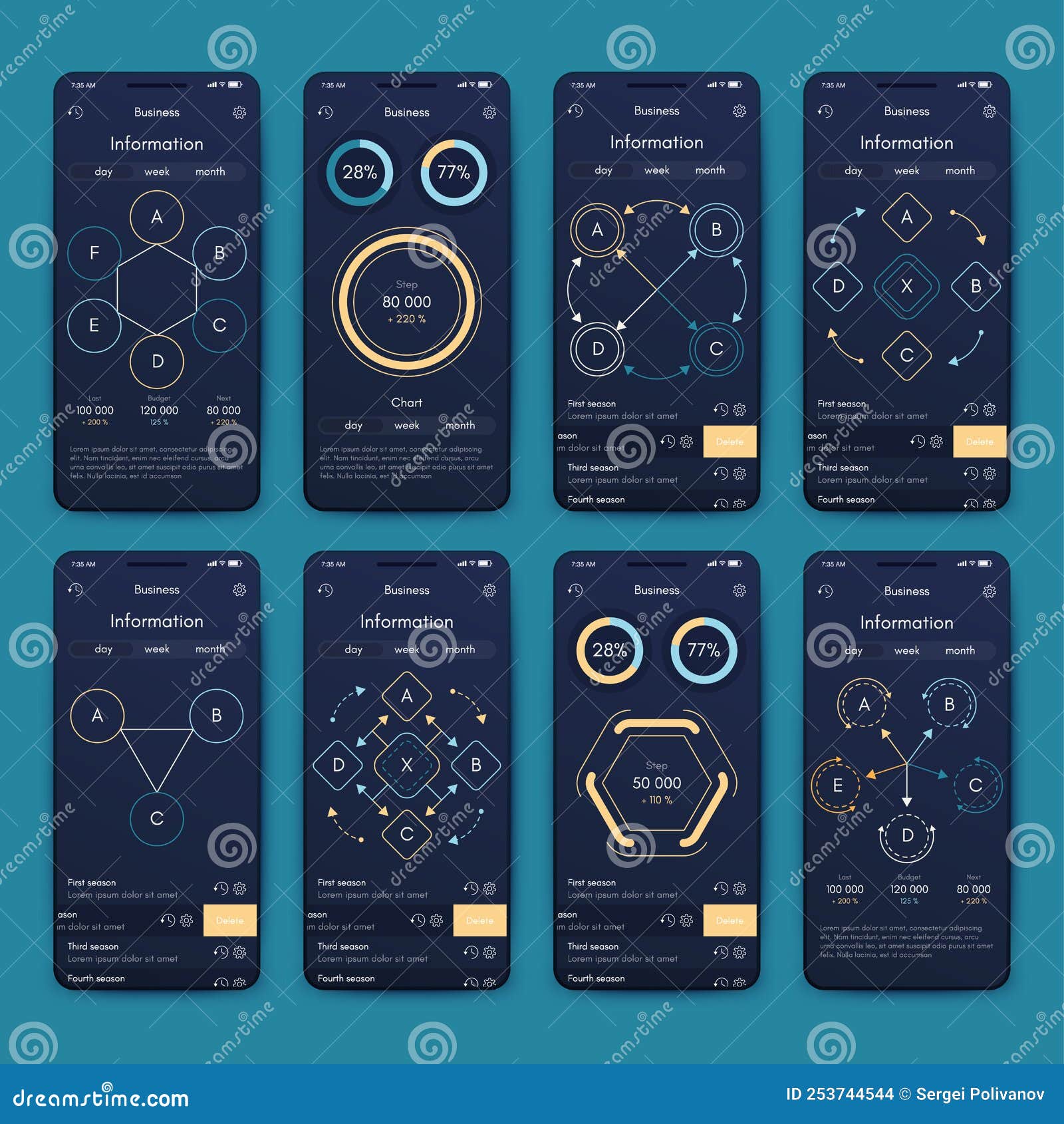 Vector Graphics Infographics with Mobile Phone. Template for Creating ...