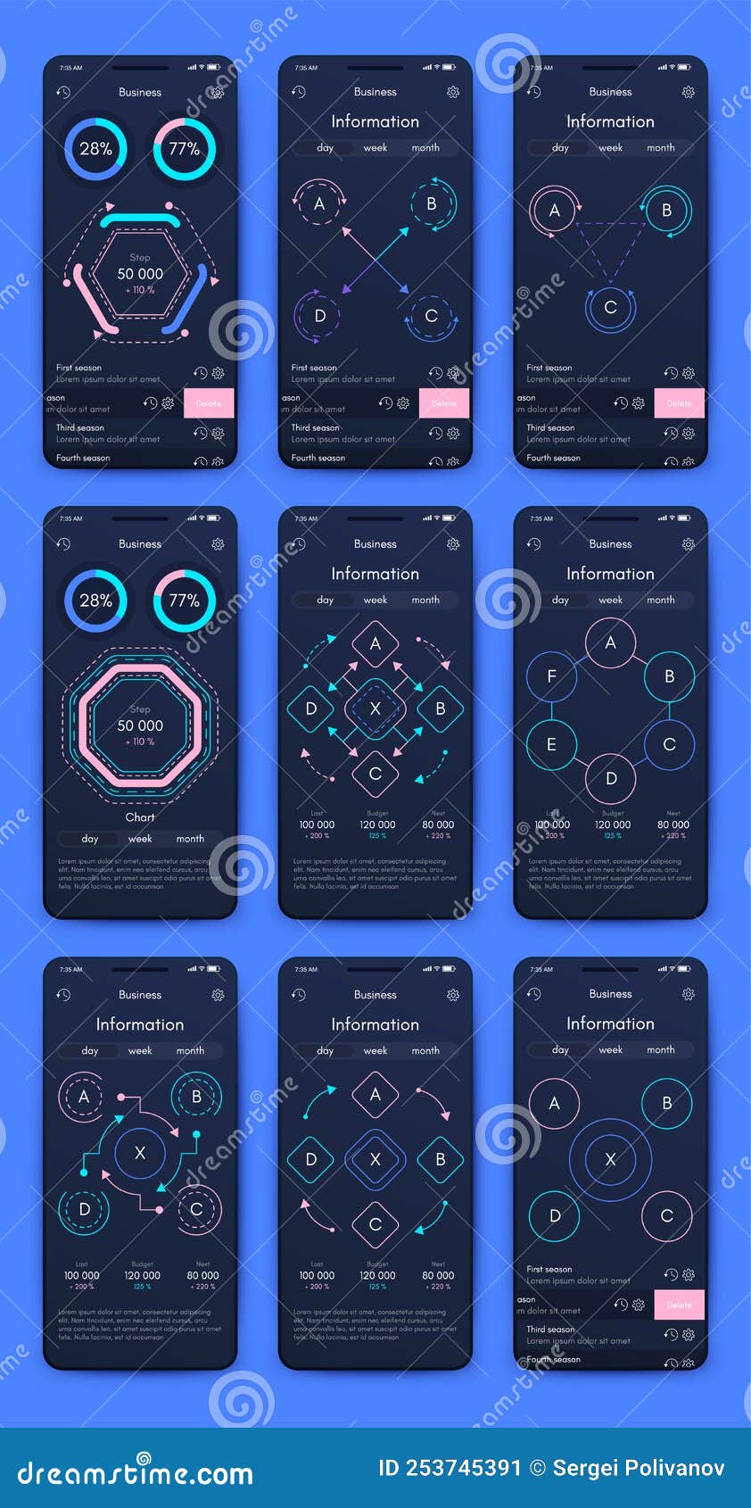 Vector Graphics Infographics with Mobile Phone. Template for Creating ...