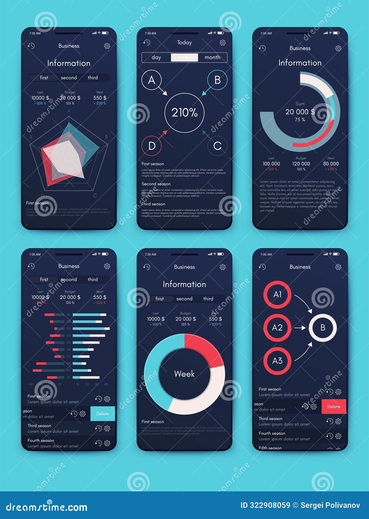 Vector Graphics Infographics with Mobile Phone. Template for Creating ...