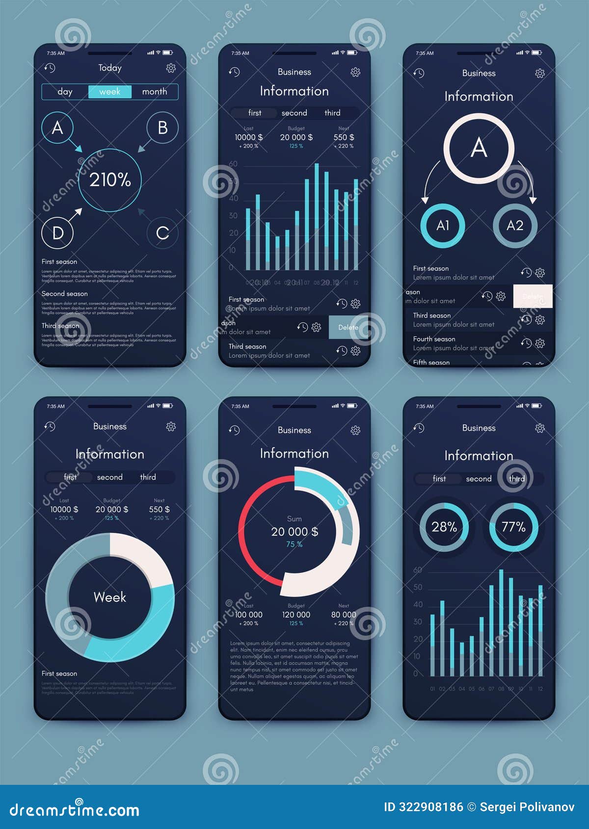 Vector Graphics Infographics with Mobile Phone. Template for Creating ...