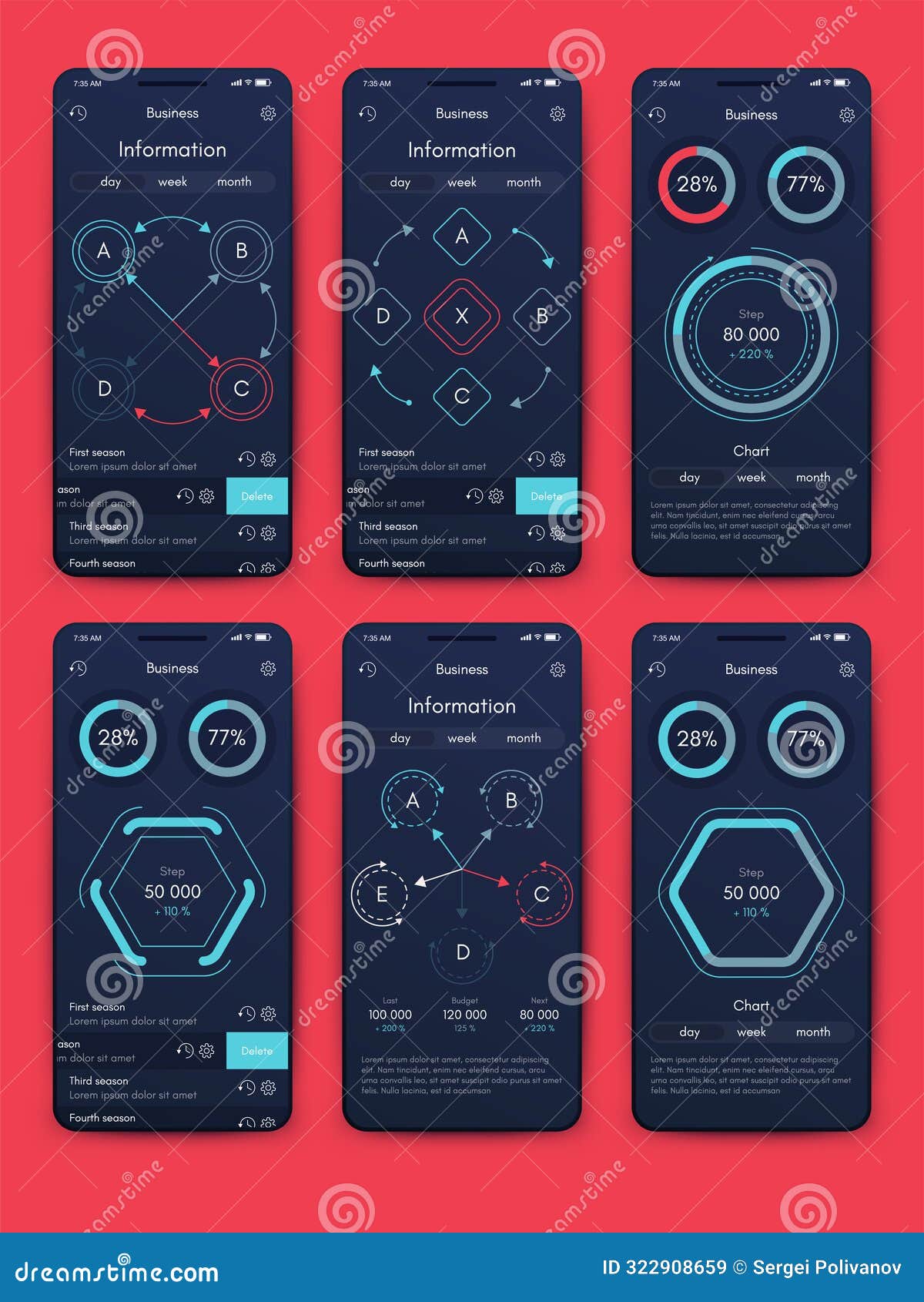 Vector Graphics Infographics with Mobile Phone. Template for Creating ...
