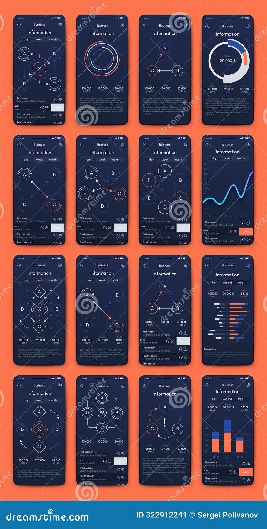 Vector Graphics Infographics with Mobile Phone. Template for Creating ...