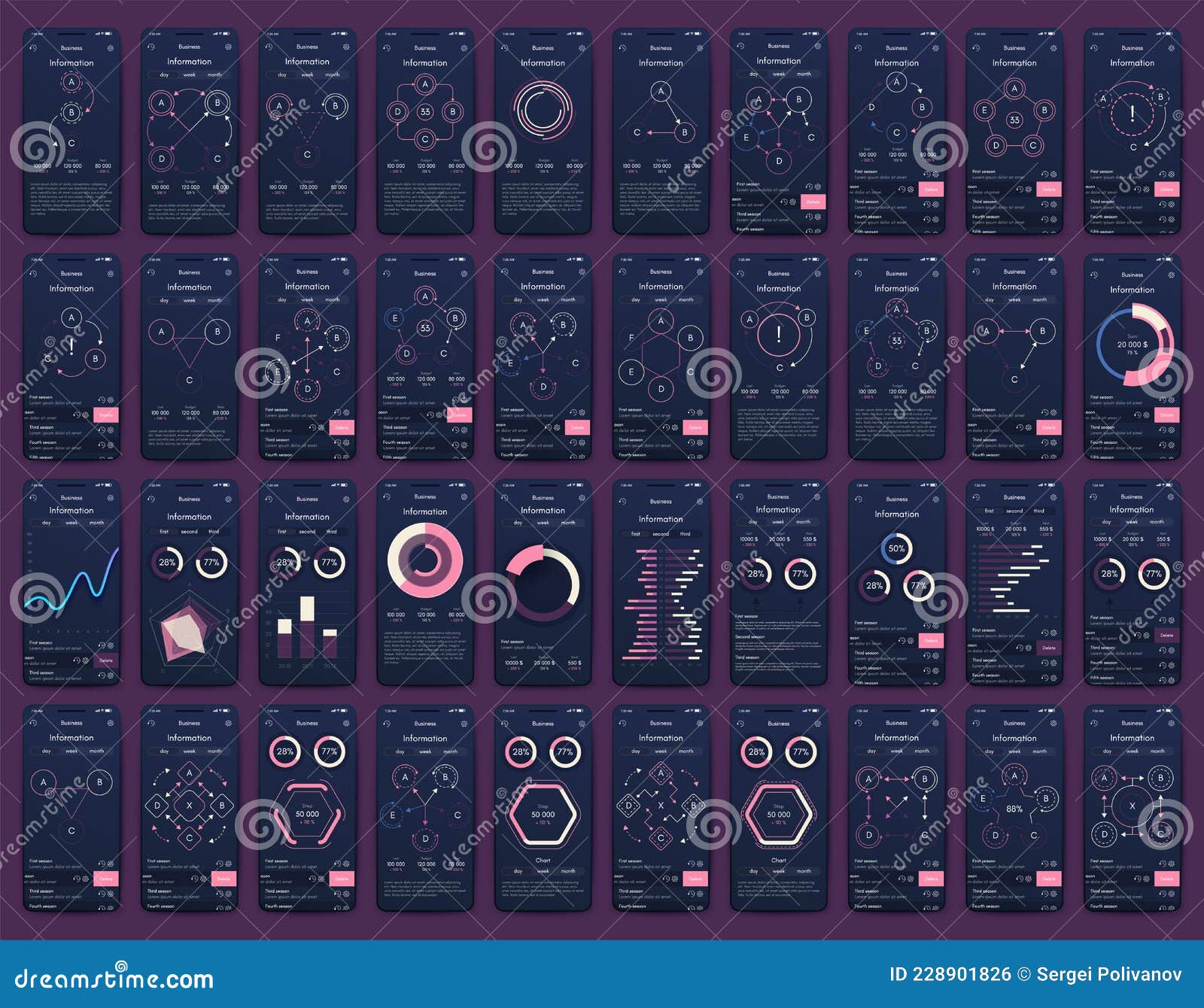 Vector Graphics Infographics with Mobile Phone. Template for Creating ...