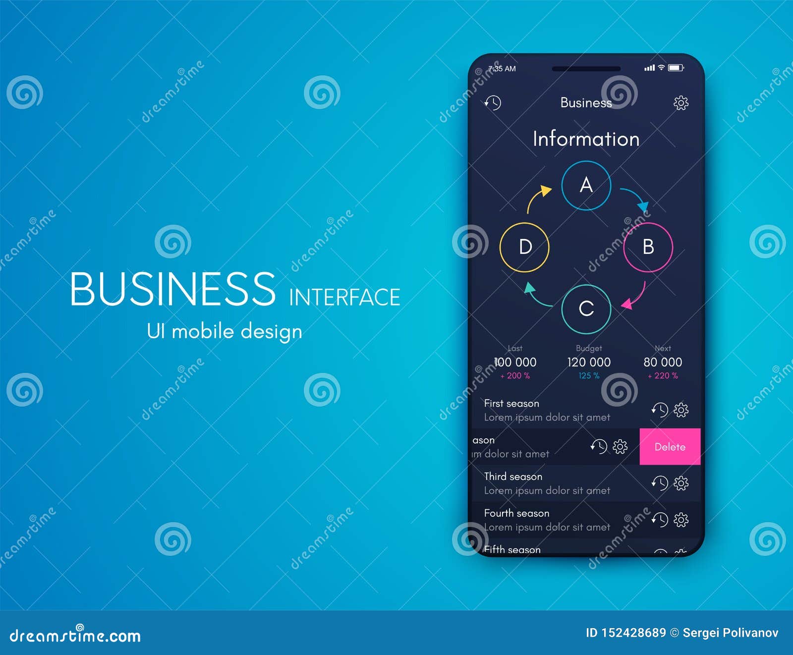 Vector Graphics Mobile Infographics with Four Options. Template for ...