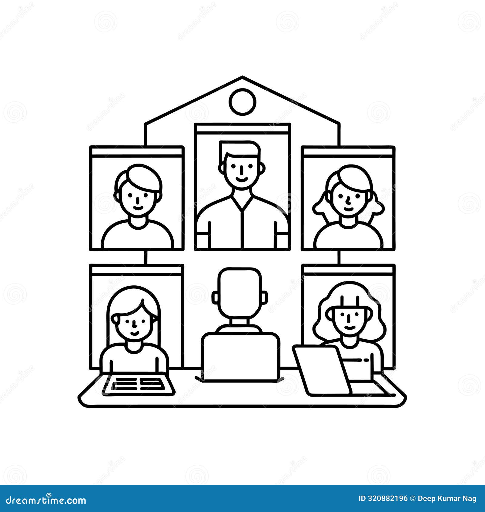 Students Attending Online Classes from Home Graphics Stock Vector ...