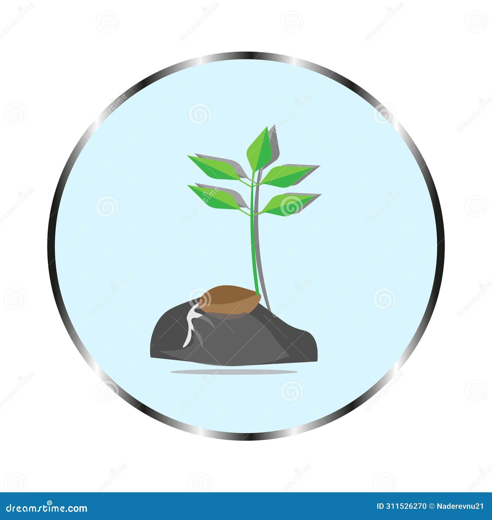A Green Sprout in a Circle on a Blue Background Stock Illustration ...