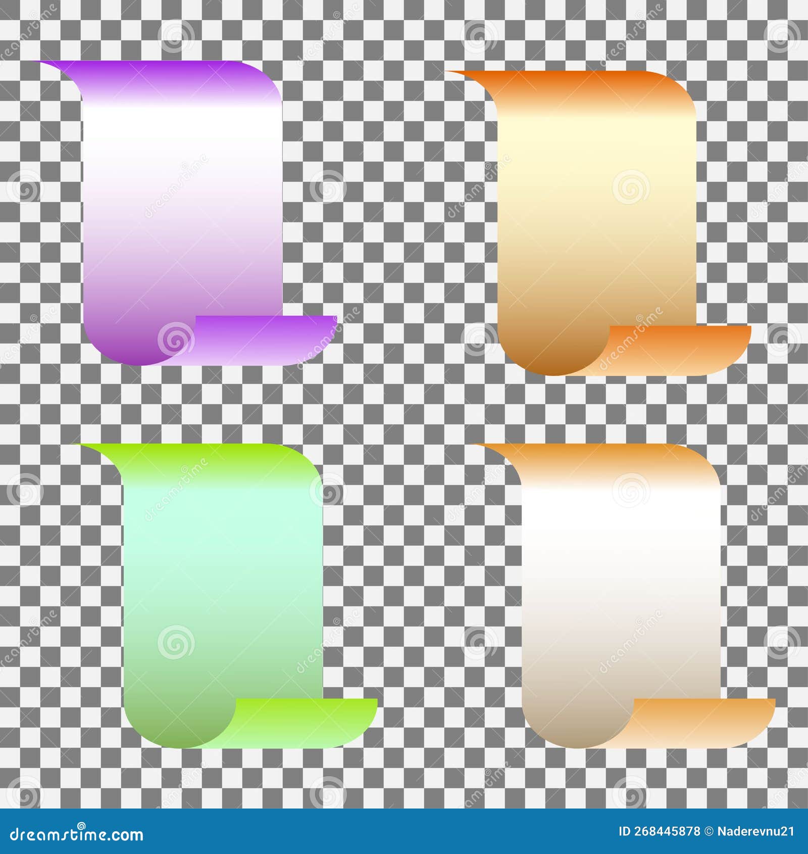 On a Transparent Background are Four Scrolls of Paper of Different ...