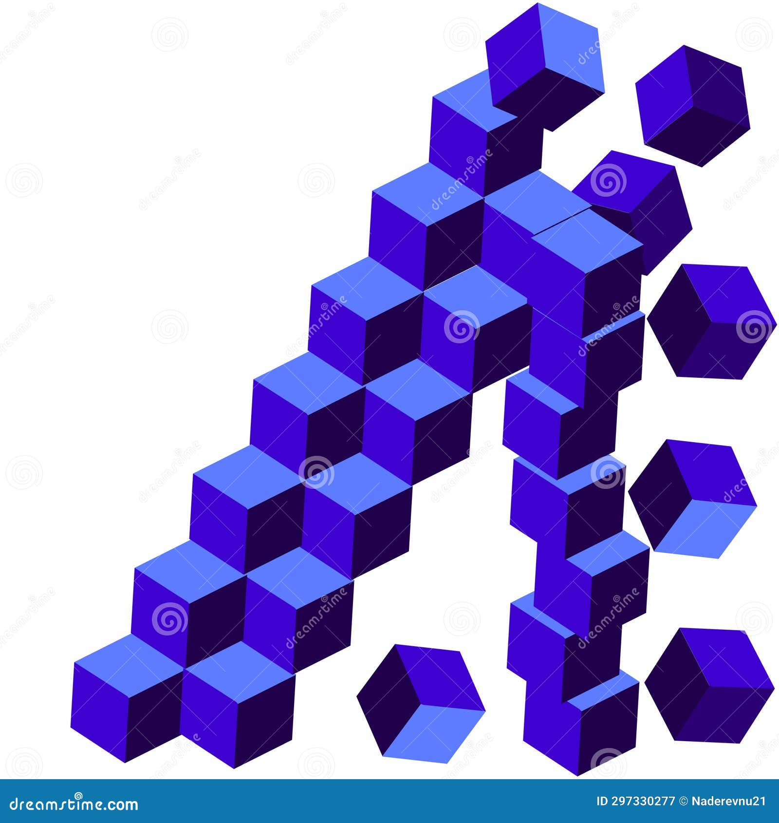 On a White Background, a Design of Blue Cubes. Stock Vector ...