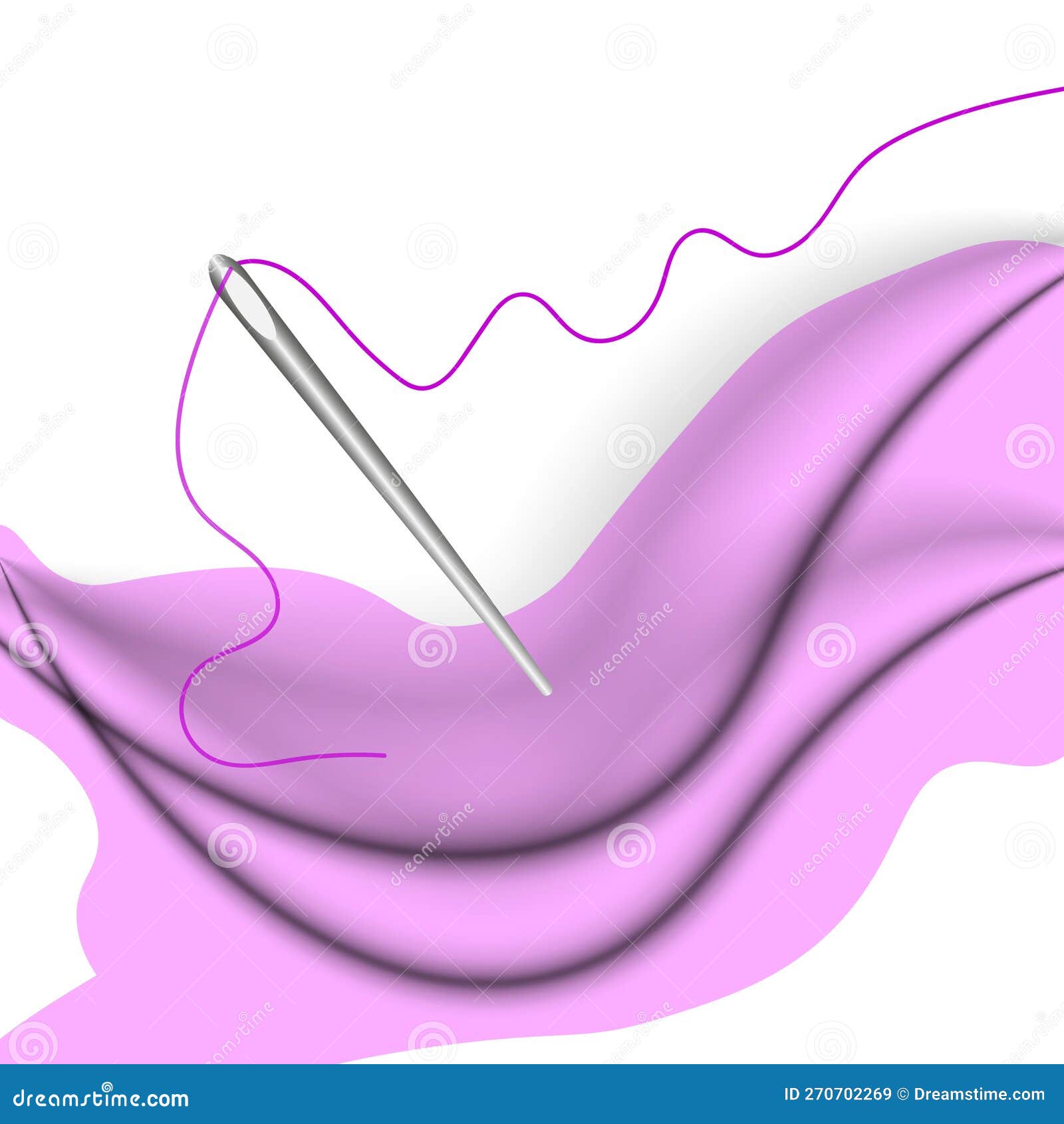 On a White Background Lies a Thin Pink Fabric with a Needle Stuck into ...