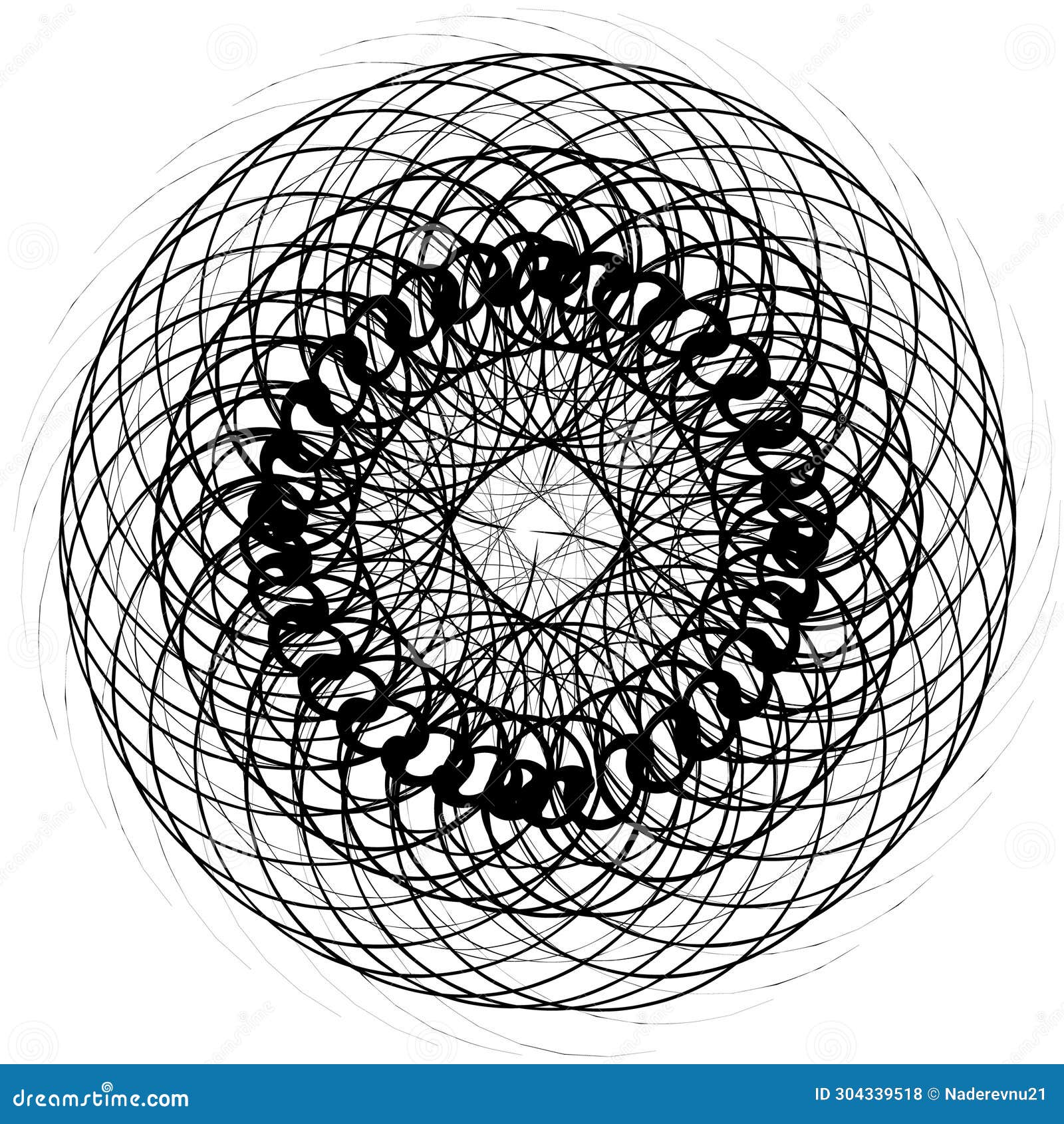 Black Lines Creating a Complex Spherical Pattern Stock Illustration ...