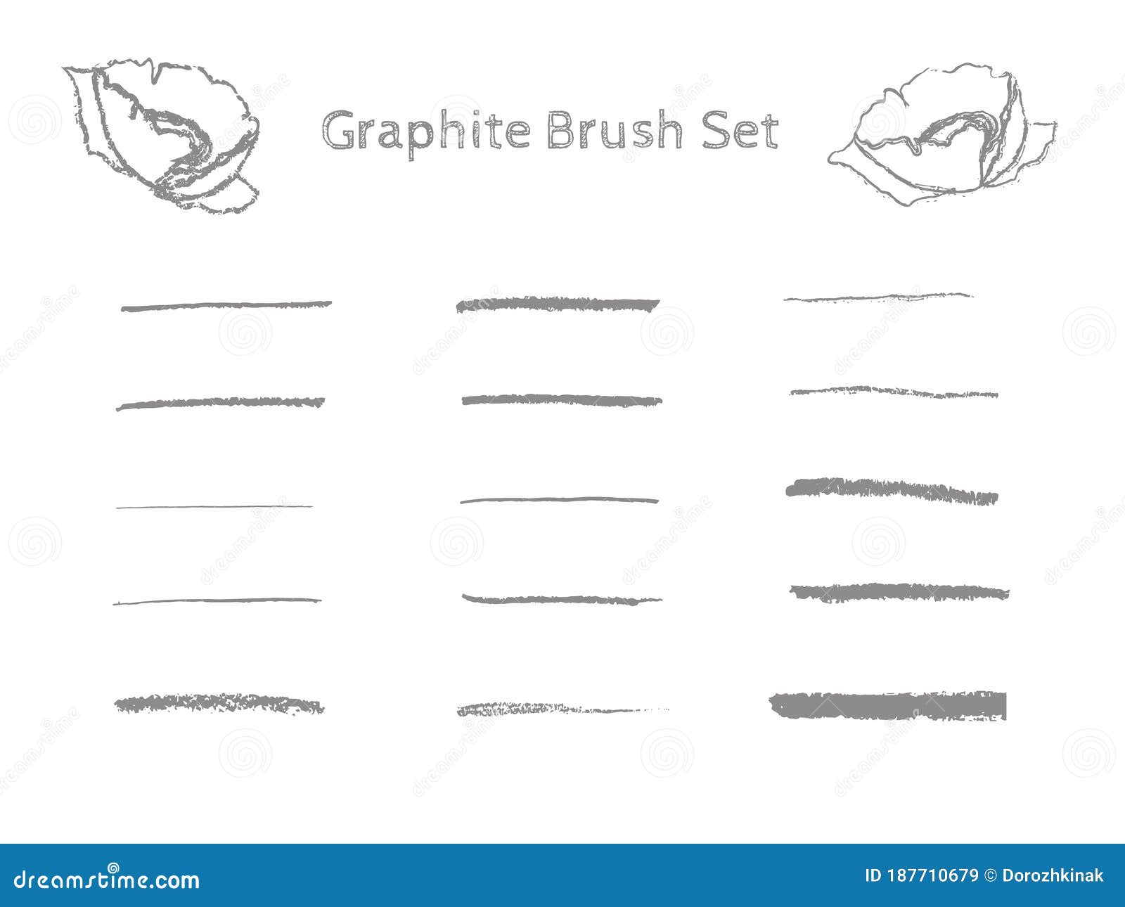Vector Graphite Brush Set with Examples Stock Vector - Illustration of ...