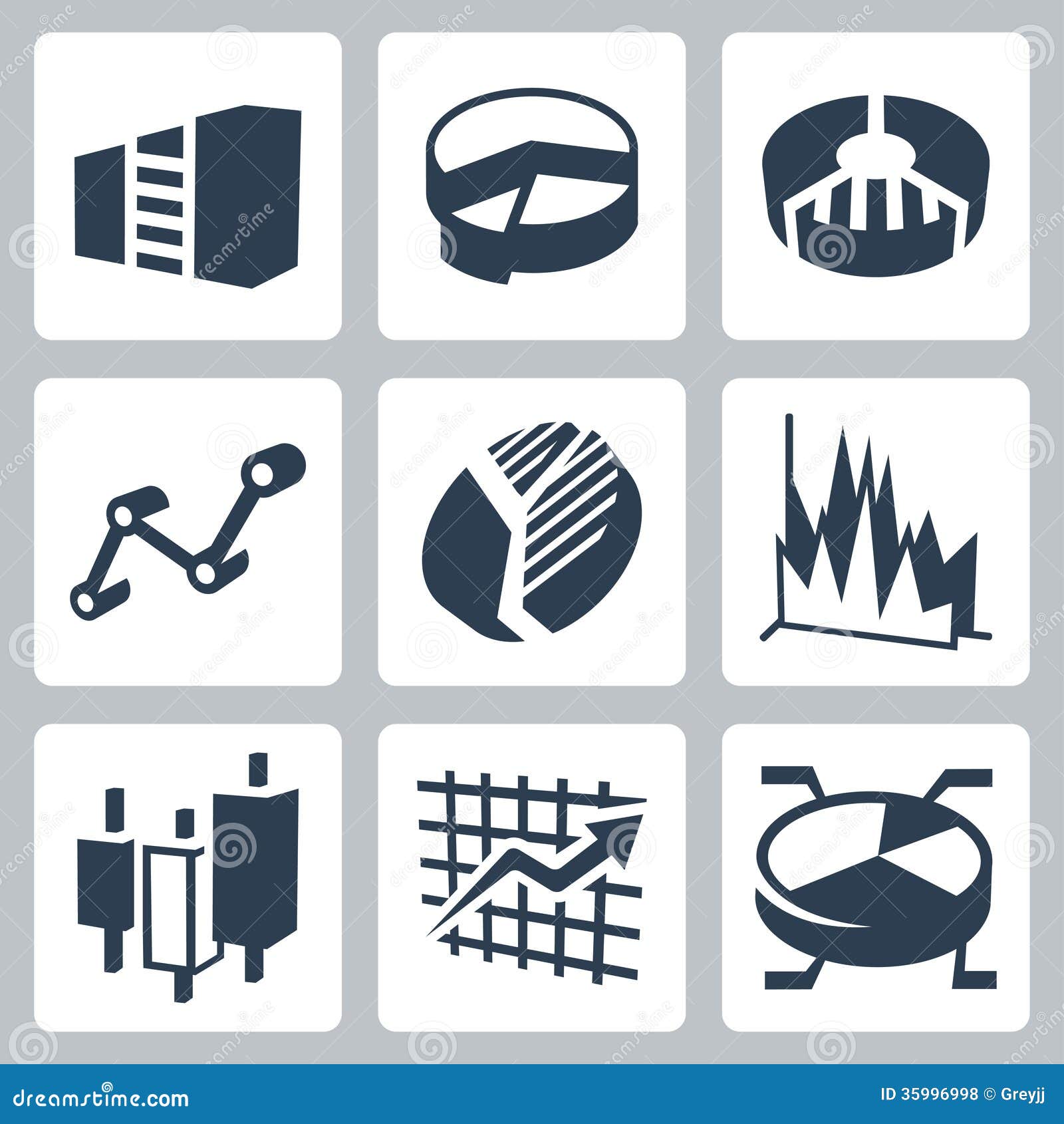 Vector Graphs and Charts Icons Set Stock Vector - Illustration of group ...
