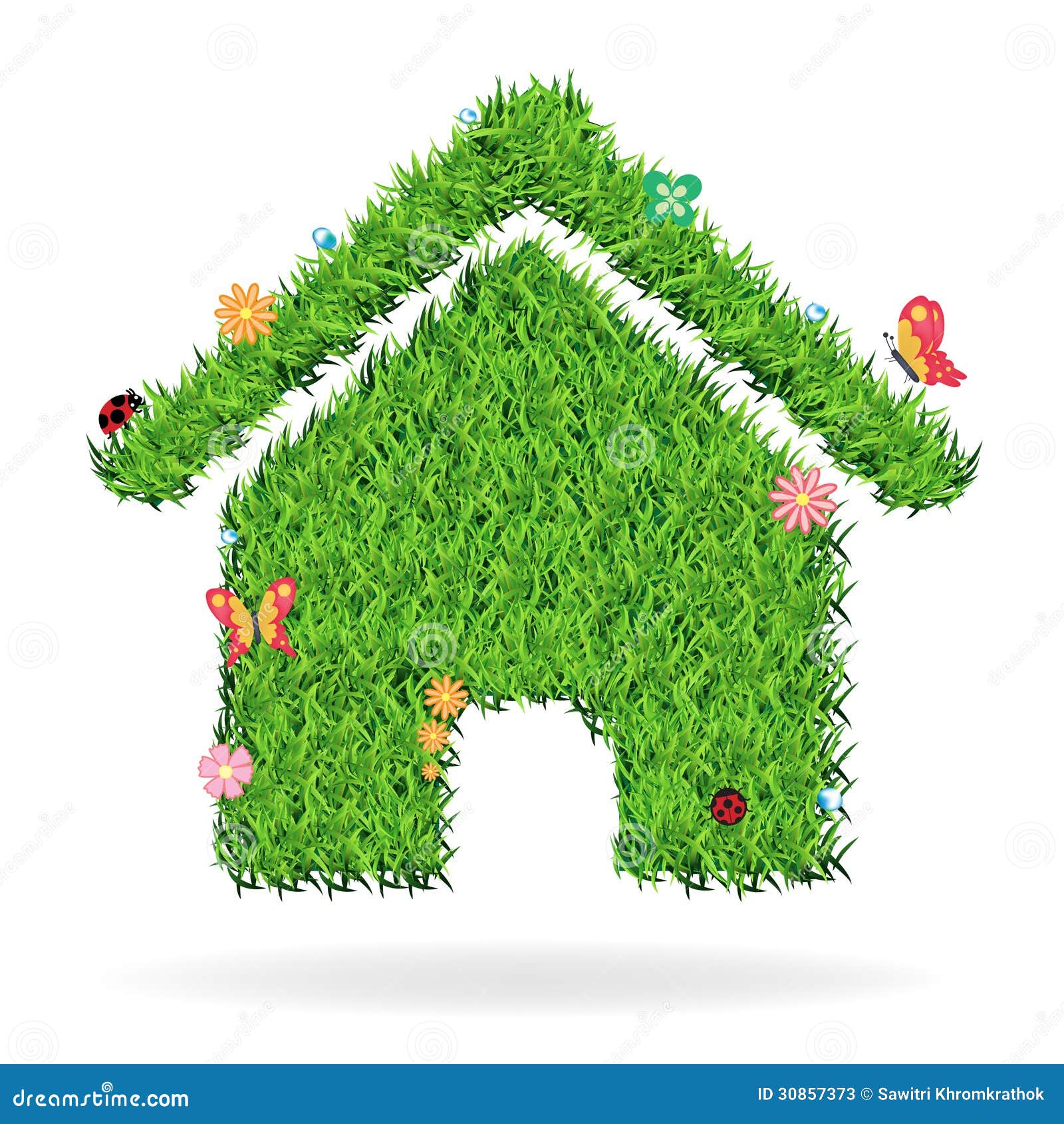 Vector Grass Home Icon Concept Stock Vector - Illustration of idea ...