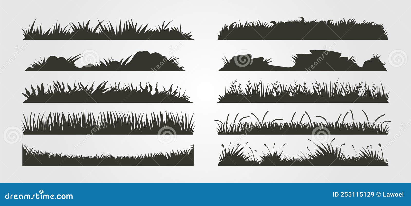 Vector of Grass Silhouette Template Illustration Design, Set of Black ...