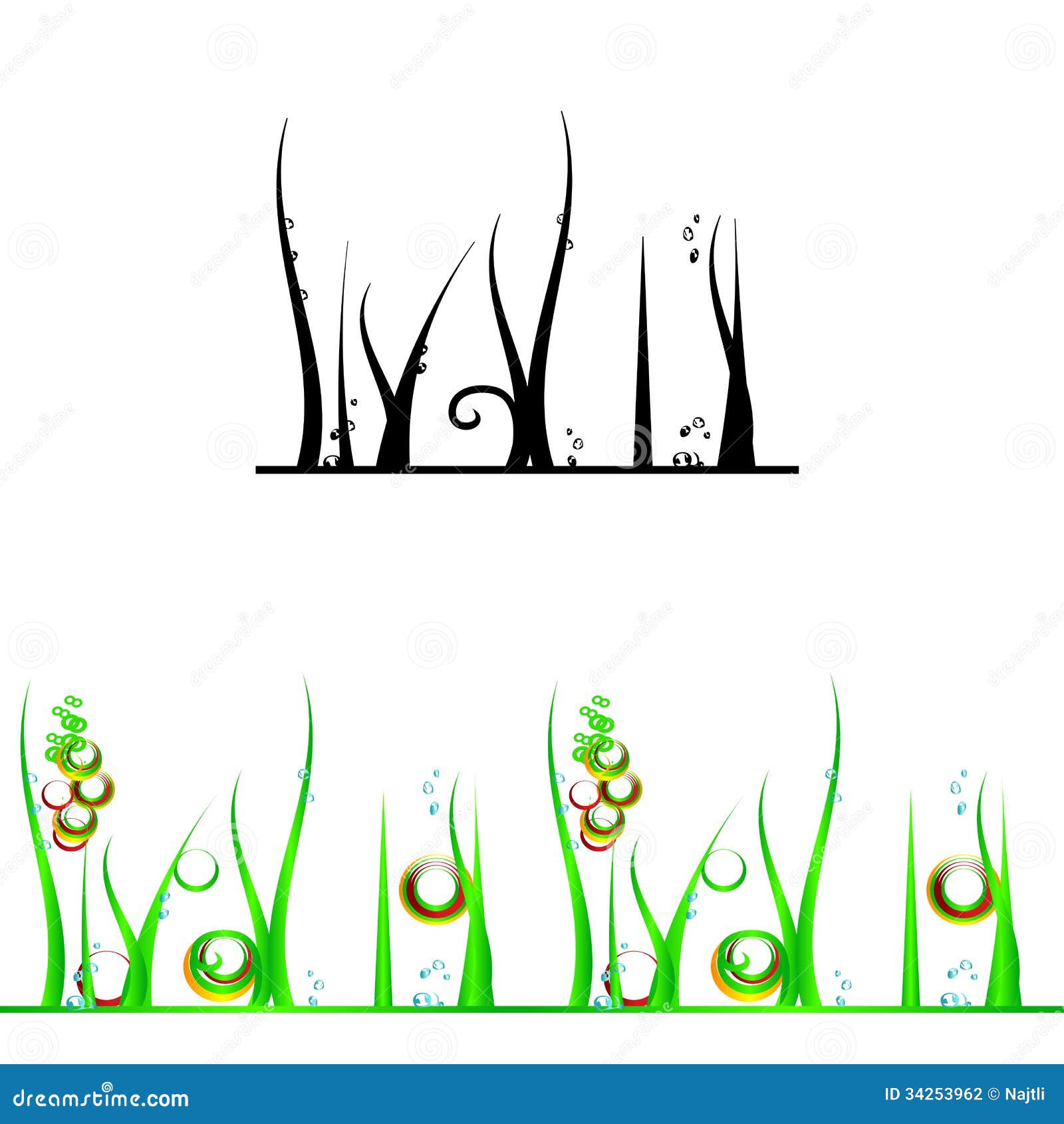 Vector grass, weeds stock vector. Illustration of graphic - 34253962