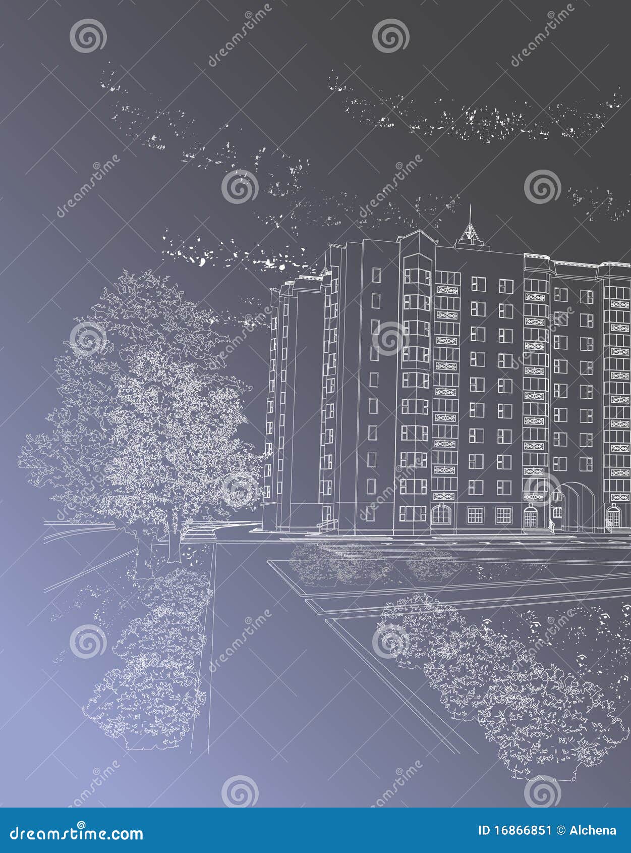 Vector Gray Architectural Background with Building Stock Vector ...