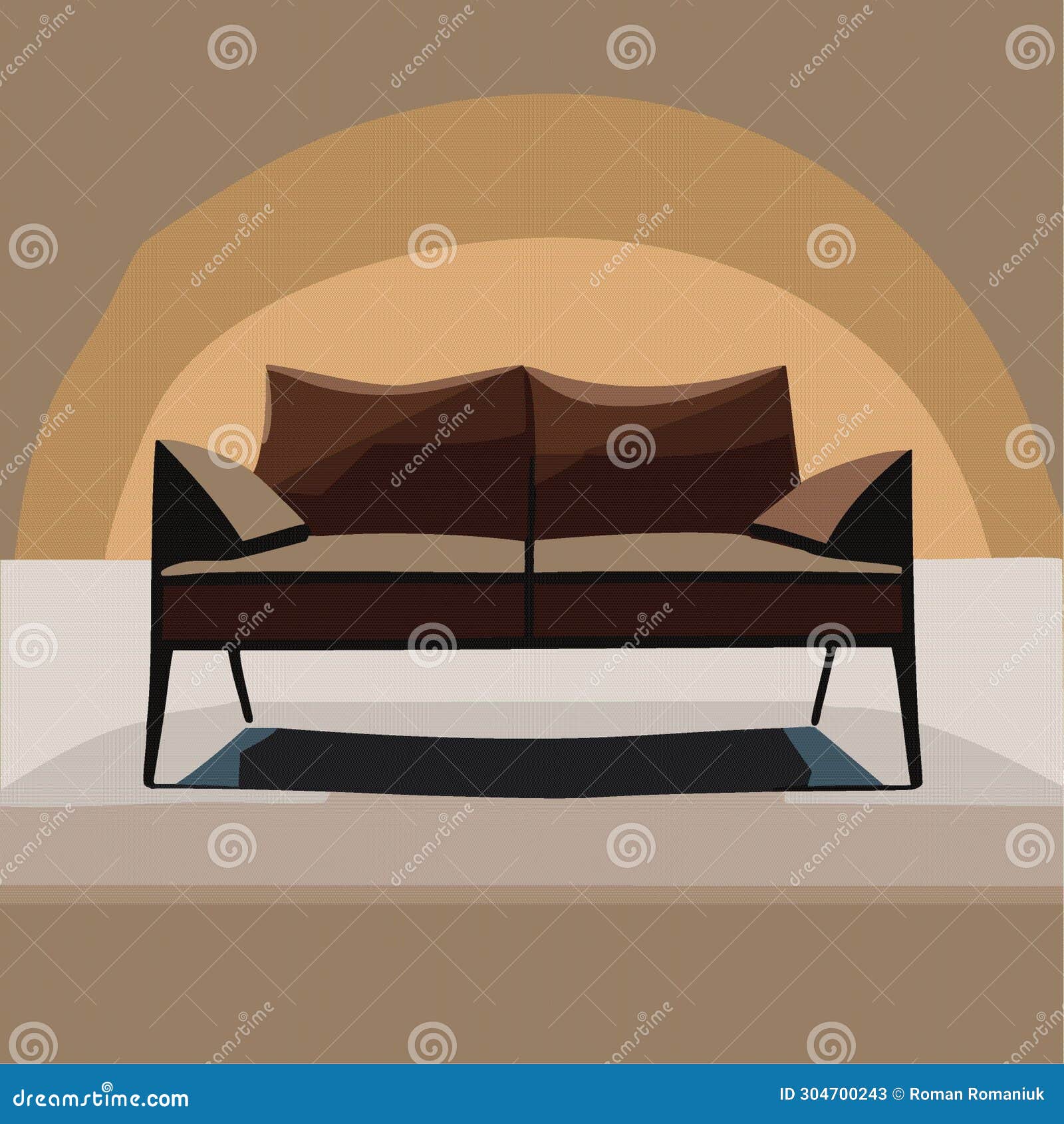 Vector Gray Colorful Cartoon Sofa, Modern Couch Illustration Stock ...