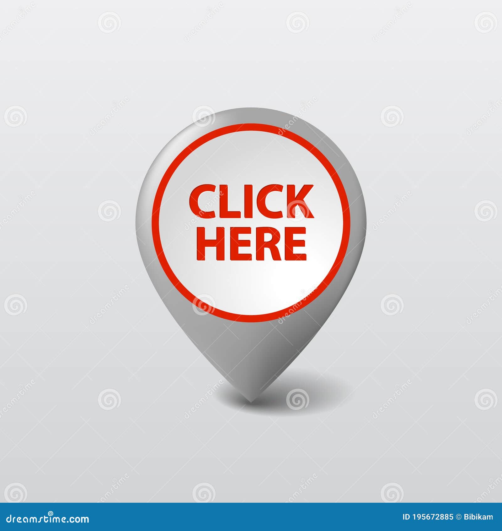 Vector Gray Round 3D Click Here Pointer - Button Stock Vector - Illustration of action, business ...