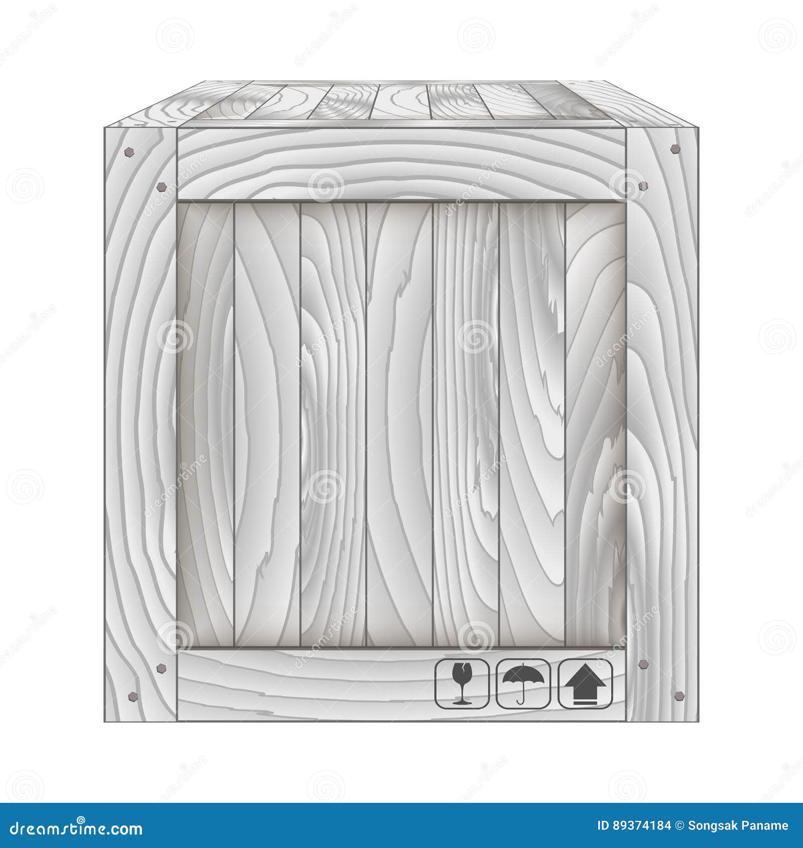 Vector of Gray Wooden Box on White Stock Illustration - Illustration of ...