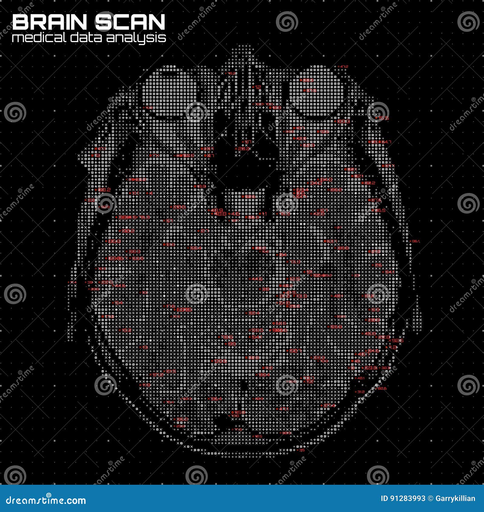 Vector Grayscale Abstract Brain Tomography Analysis Illustration ...