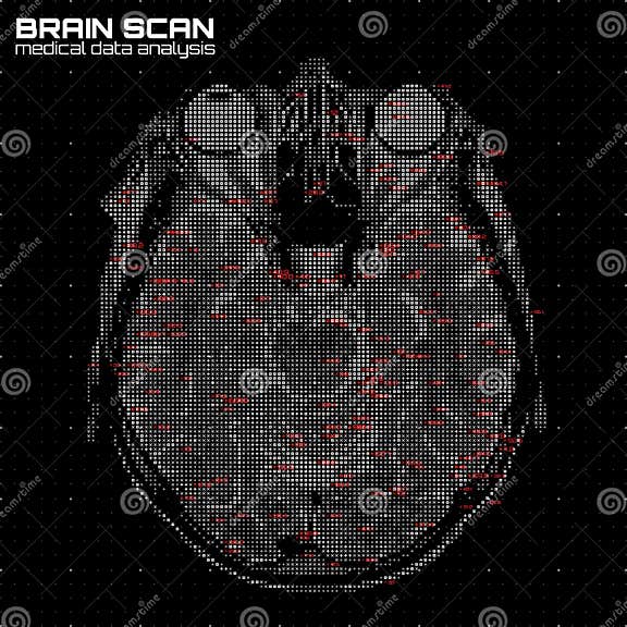 Vector Grayscale Abstract Brain Tomography Analysis Illustration ...