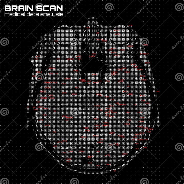 Vector Grayscale Abstract Brain Tomography Analysis Illustration ...