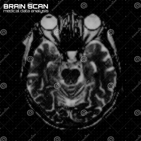 Vector Grayscale Abstract Brain Tomography Analysis Illustration ...
