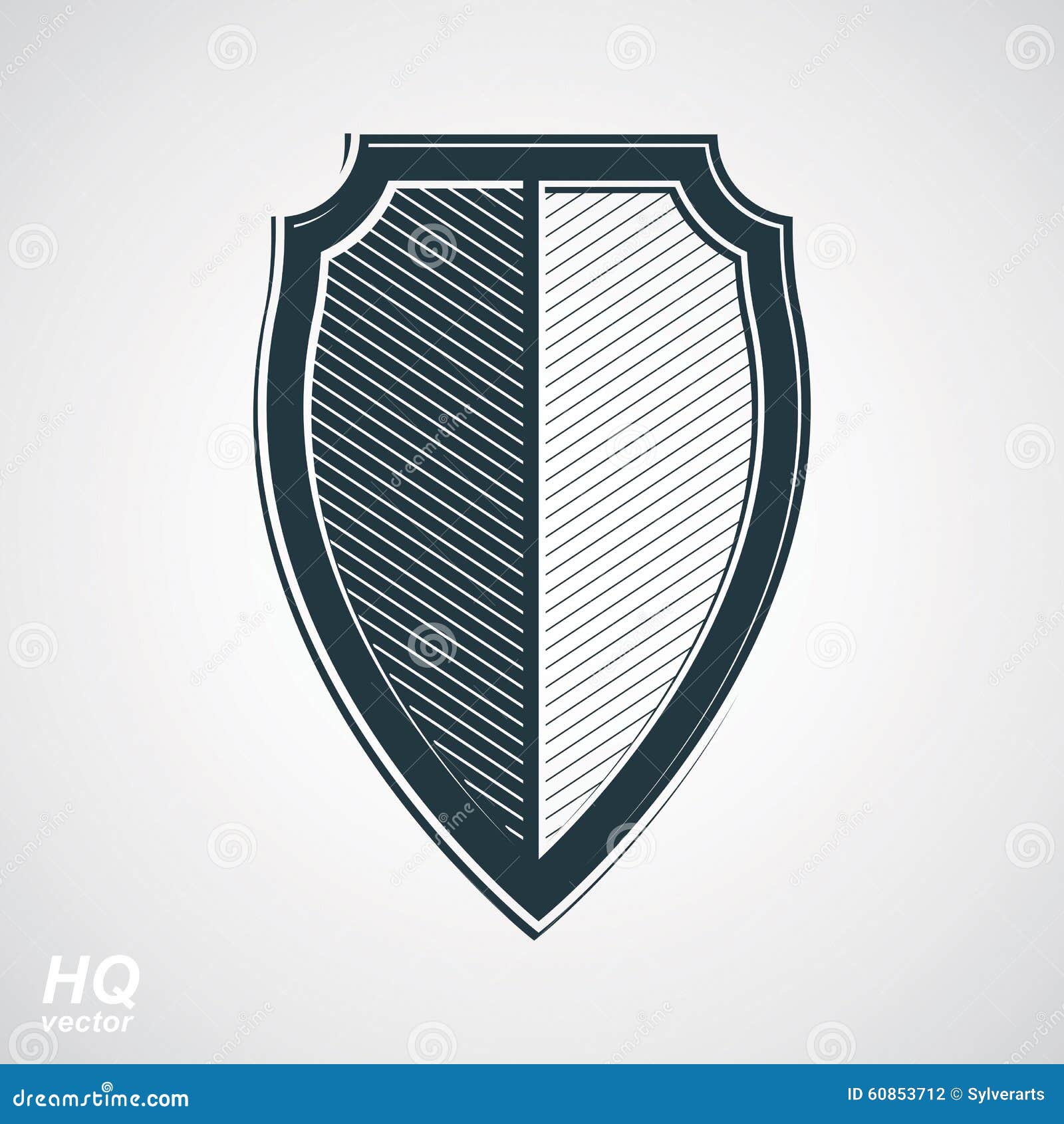 Vector Grayscale Defense Shield, Protection Design Graphic Element ...